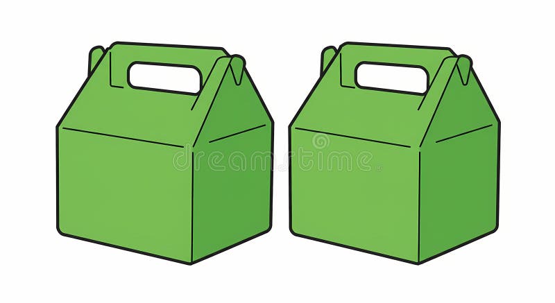 Green Cardboard Carry Boxes Vector Illustration Stock Illustration ...