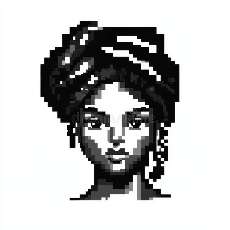 Vector Illustration of a Female Face in Pixel Art Style. Pixel Art ...