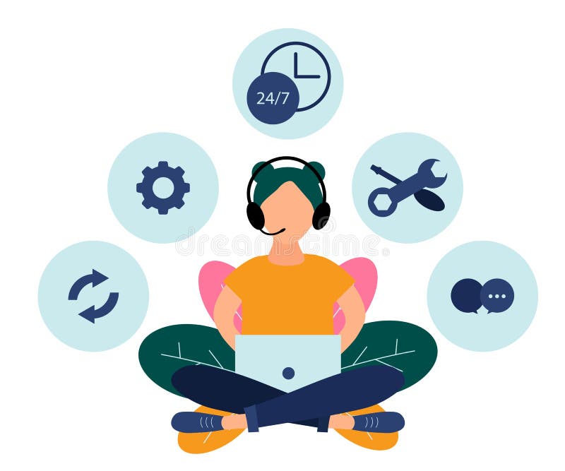 Online support stock vector. Illustration of headphone - 130831803