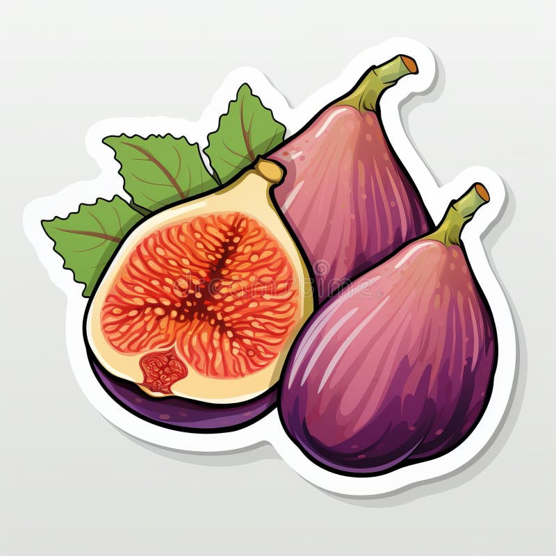 Colorful Cartoon Style Fig Stickers for White Labels Stock Illustration ...