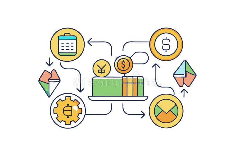 Vector Illustration of a Financial Process Diagram with Icons ...