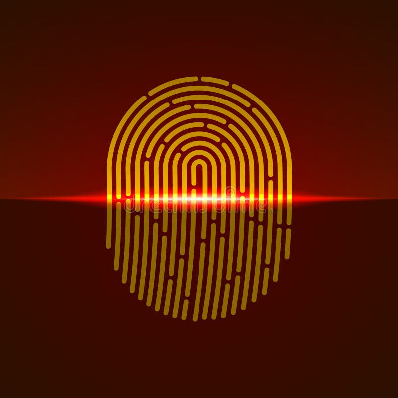 Vector Illustration. Fingerprint Scanner Orange Color Designed for Your ...
