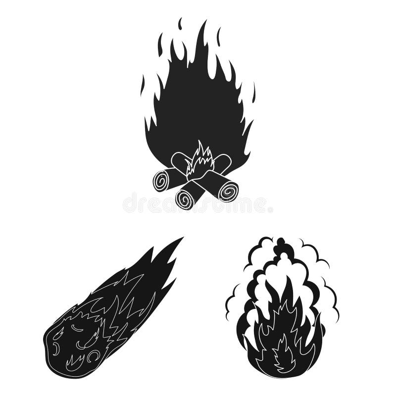 Vector Design of Fire and Flame Sign. Set of Fire and Fireball Stock ...