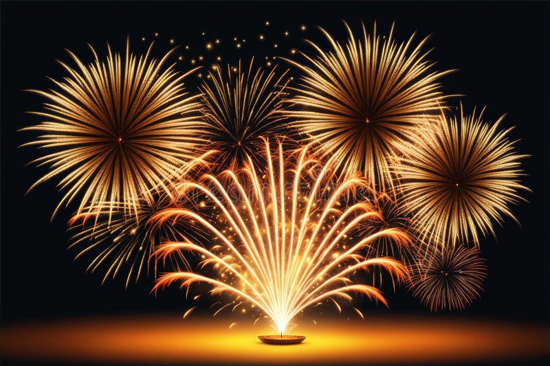 Vector Illustration of Firework with Gold Fireworks Stock Illustration ...