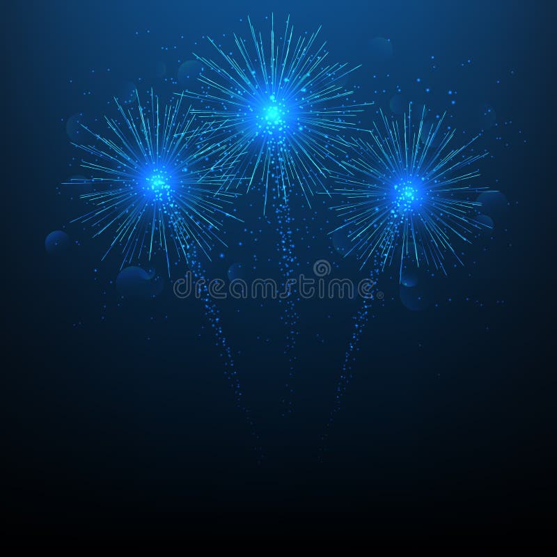 Shiny Color Fireworks on Starry Sky Background for Your Holiday Design ...