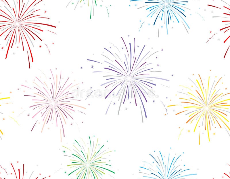 Vector Illustration of Fireworks on White Background. Stock Vector ...
