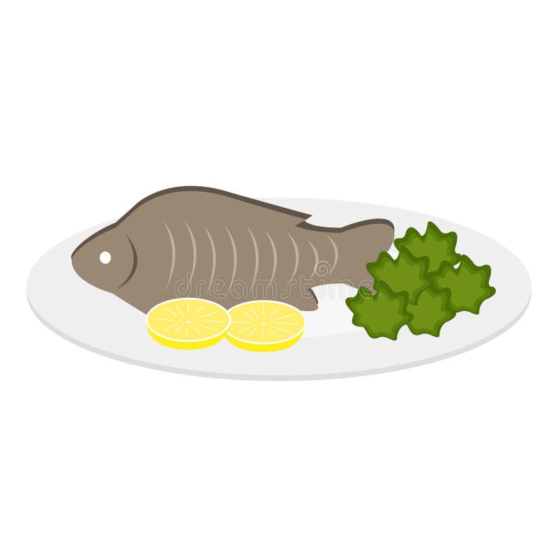 Vector Illustration of a Fish Dish Stock Vector - Illustration of ...