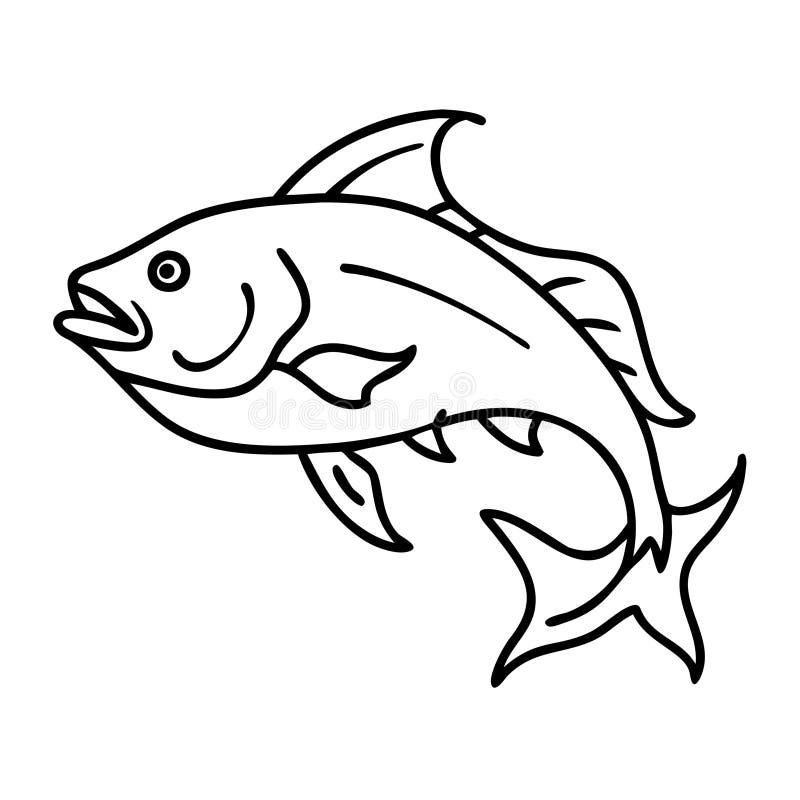 Vector Illustration of Fish Outline for Ocean Themed Designs and ...