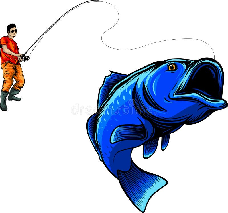 Vector Illustration of Fisherman Caught Fish Design Stock Vector ...