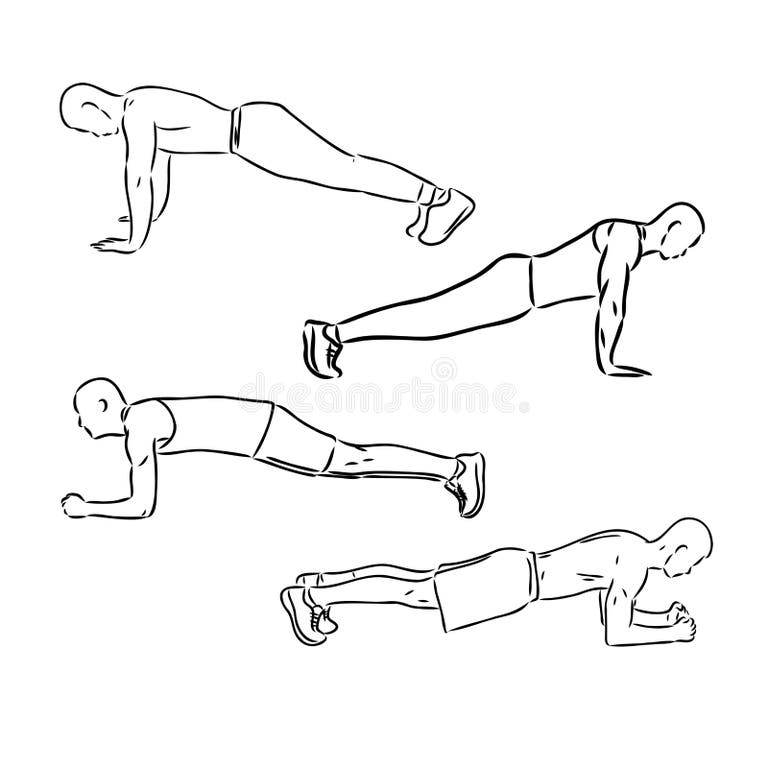 The Vector Illustration of the Fit Athlete Doing Plank Exercise Stock ...