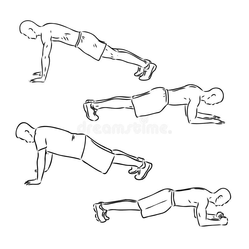 The Vector Illustration of the Fit Athlete Doing Plank Exercise Stock ...