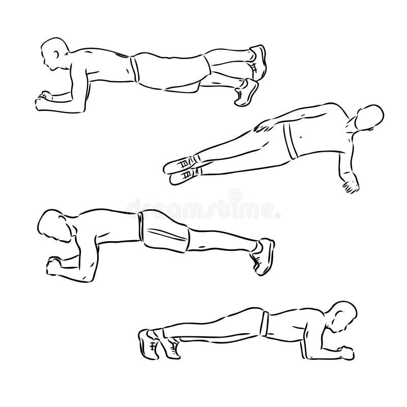 The Vector Illustration of the Fit Athlete Doing Plank Exercise Stock ...