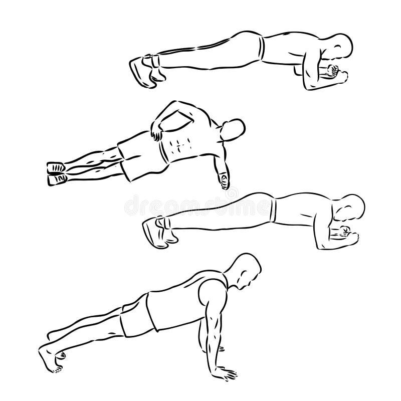 The Vector Illustration of the Fit Athlete Doing Plank Exercise Stock ...