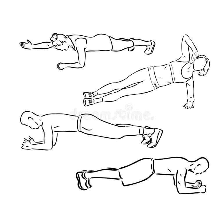 The Vector Illustration of the Fit Athlete Doing Plank Exercise Stock ...