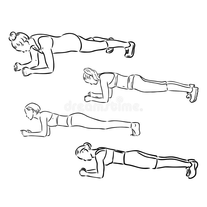 The Vector Illustration of the Fit Athlete Doing Plank Exercise Stock ...