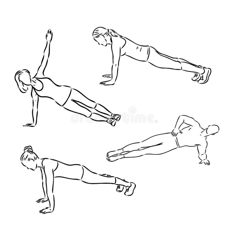 The Vector Illustration of the Fit Athlete Doing Plank Exercise Stock ...