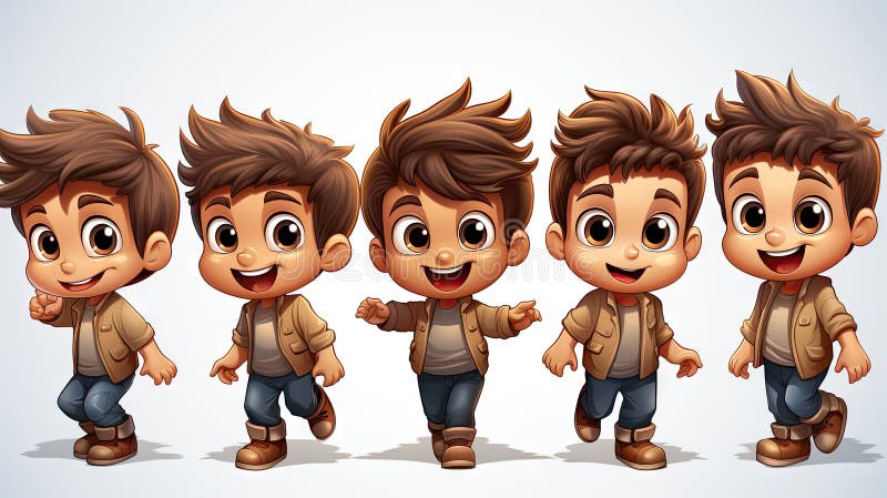 Boys Character Set Different Poses Stock Illustrations – 105 Boys ...