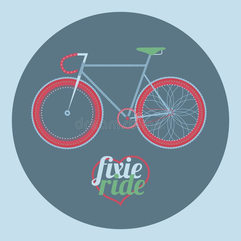 Bicycle Fixie Outline Drawing Icon, Side View, Vector Illustration ...