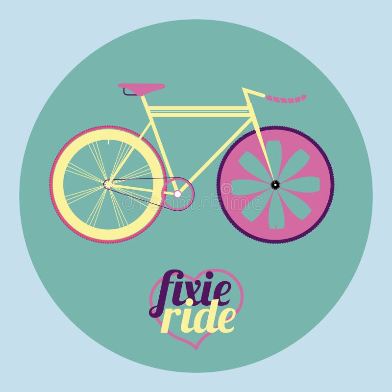 Bicycle Fixie Outline Drawing Icon, Side View, Vector Illustration ...