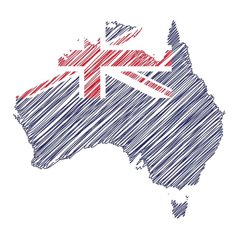 Vector Illustration of Flag Colored Scribble Map of Australia Stock Vector - Illustration of ...