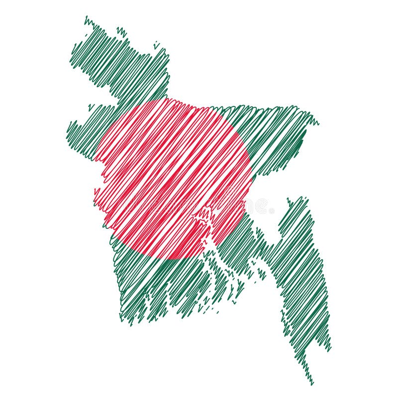 Vector Illustration of Flag Colored Scribble Map of Bangladesh Stock ...