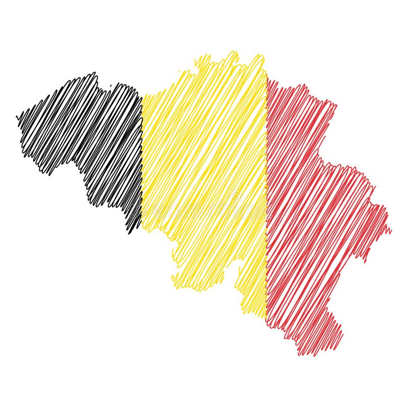 Vector Illustration of Flag Colored Scribble Map of Belgium Stock ...