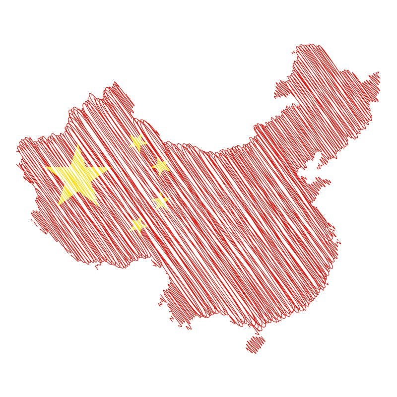 Vector Illustration of Flag Colored Scribble Map of China Stock Vector ...