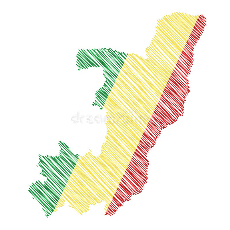 Vector Illustration of Flag Colored Scribble Map of Congo Stock Vector ...