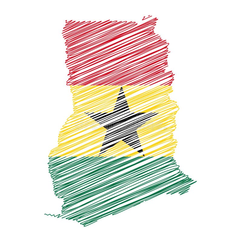 Vector Illustration of Flag Colored Scribble Map of Ghana Stock Vector ...