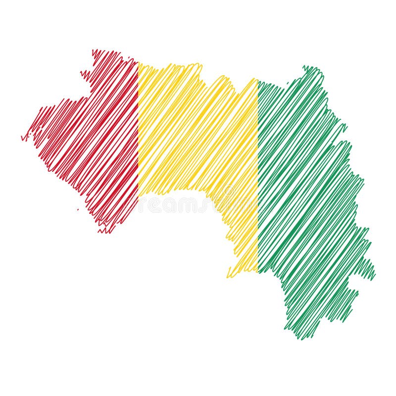 Vector Illustration of Flag Colored Scribble Map of Guinea Stock Vector ...