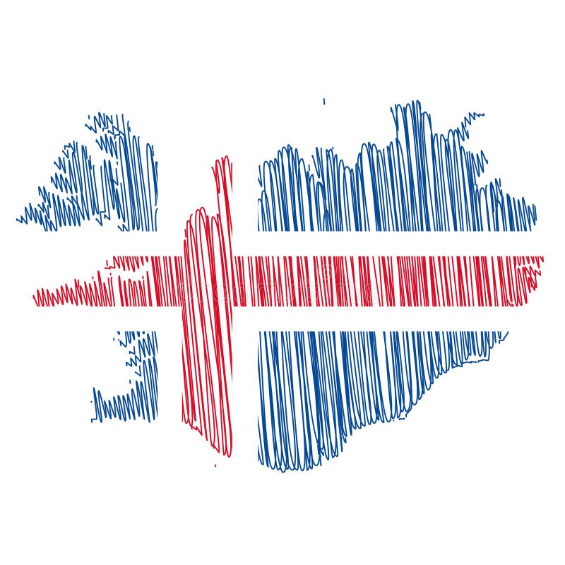 Vector Illustration of Flag Colored Scribble Map of Iceland Stock ...