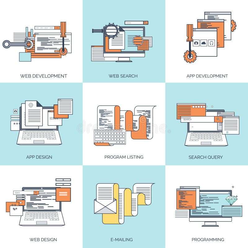 Programming Coding Concept Flat Background Vector Stock Illustrations 7272 Programming Coding