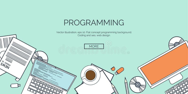 Programming Coding Concept Flat Background Vector Stock Illustrations 7272 Programming Coding