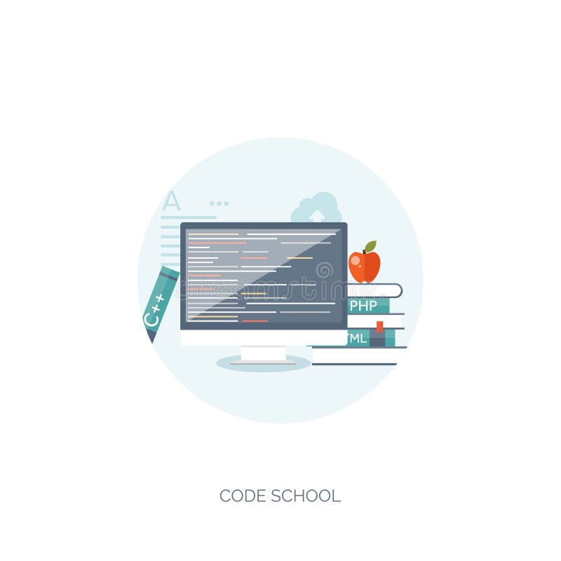 Vector Illustration. Flat Background. Coding Programming SEO. Search Engine Optimisation Stock ...