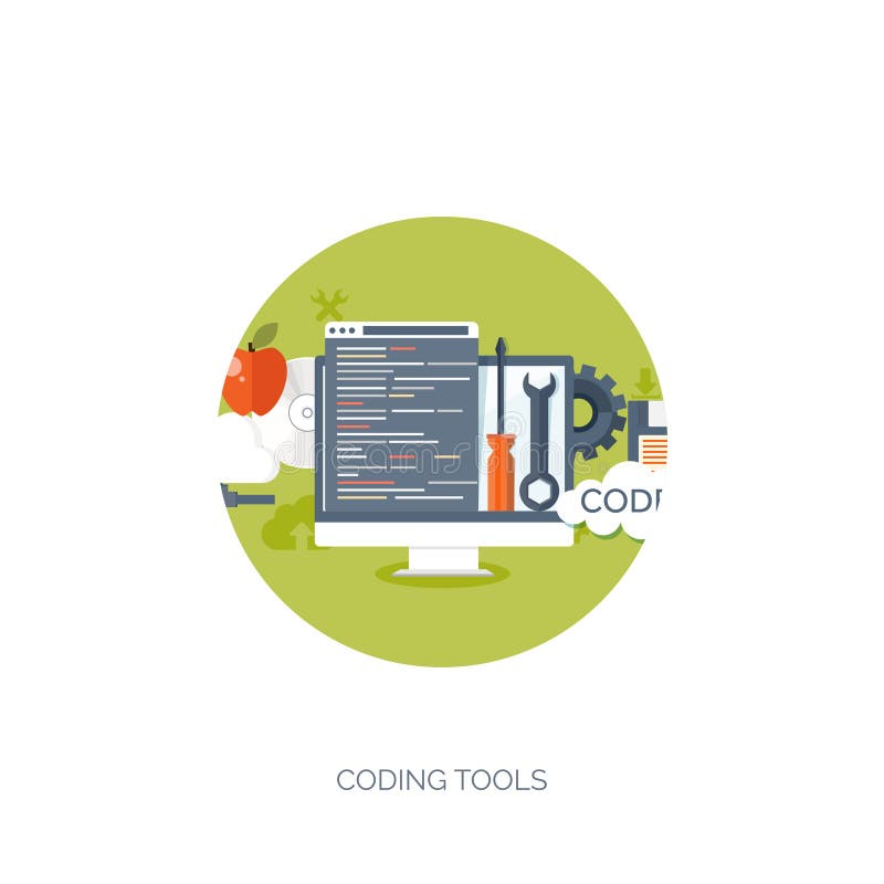 Vector Illustration. Flat Background. Coding Programming SEO. Search ...