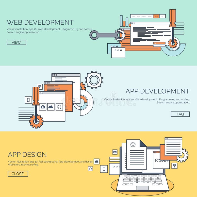 Vector Illustration. Flat Background. Coding Programming SEO. Search ...