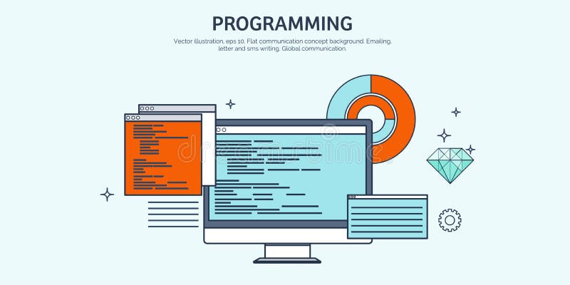 Programming Coding Concept Flat Background Vector Stock Illustrations 7272 Programming Coding