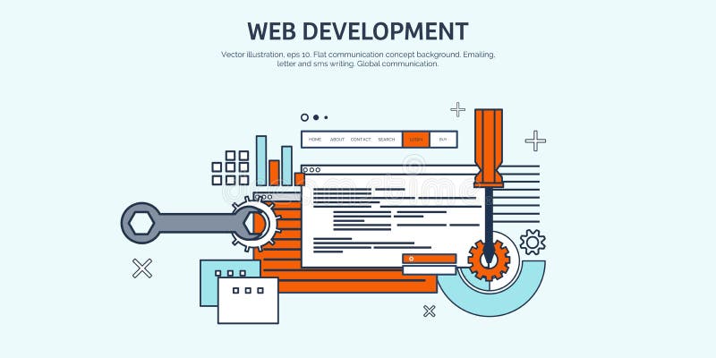 Vector Illustration. Flat Background. Coding, Programming. SEO. Search Engine Optimization Stock ...