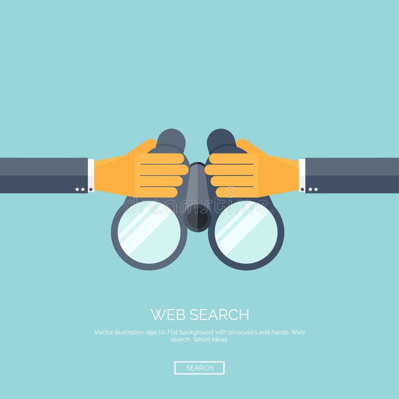 Vector Illustration. Flat Background with Hand and Binocular. Web ...