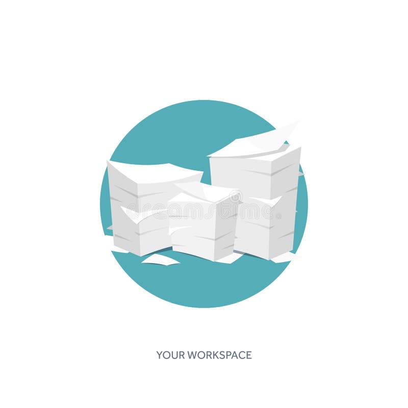 Vector Illustration. Flat Background Paperwork Office Routine Documents ...