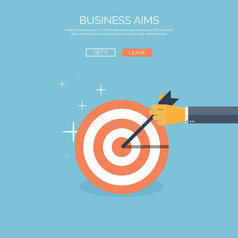 Vector Illustration. Flat Background with Target ,hand. Business Aims ...