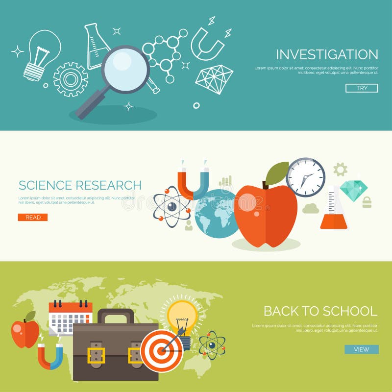 Vector Illustration. Flat Backgrounds Set. Distance Education,learning ...