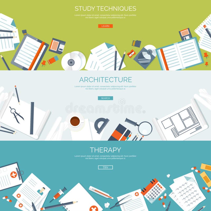 Vector Illustration. Flat Backgrounds Set. Distance Education,learning ...
