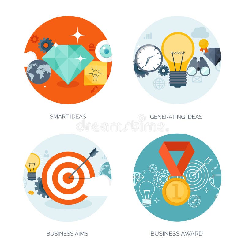 Vector Illustration. Flat Backgrounds Set. New Ideas, Smart Solutions ...