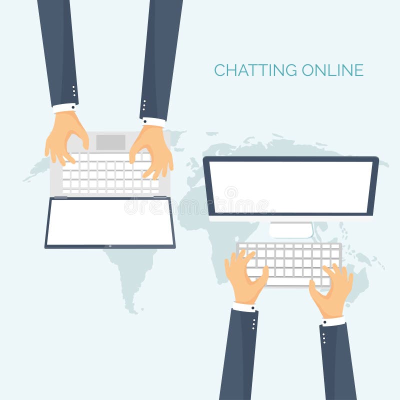 Vector Illustration. Flat Backgrounds Set. Social Media and Chatting ...