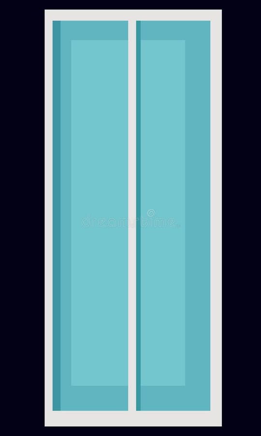 A Flat Blue Window Design Template Against a Dark Wall Stock Vector ...