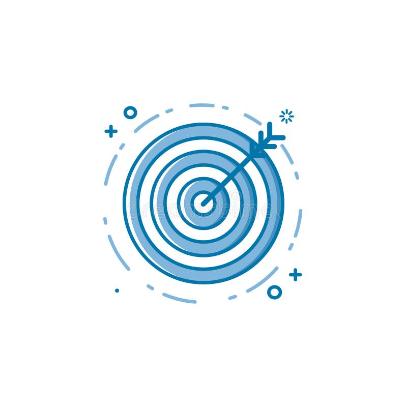Vector Illustration of Flat Bold Line Target Goal or Aim Icon. Stock ...