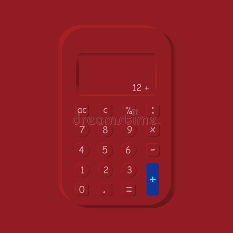 Vector Illustration of a Flat Calculator with Shadow. Digital Keypad ...