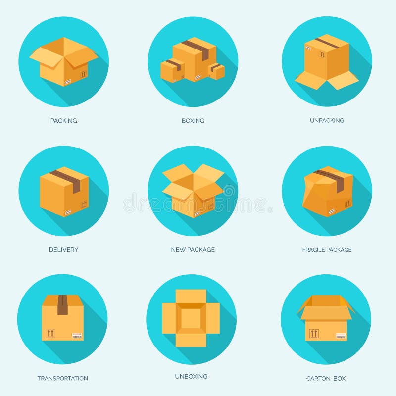 Vector Illustration. Flat Carton Box. Transport, Packaging. Post ...