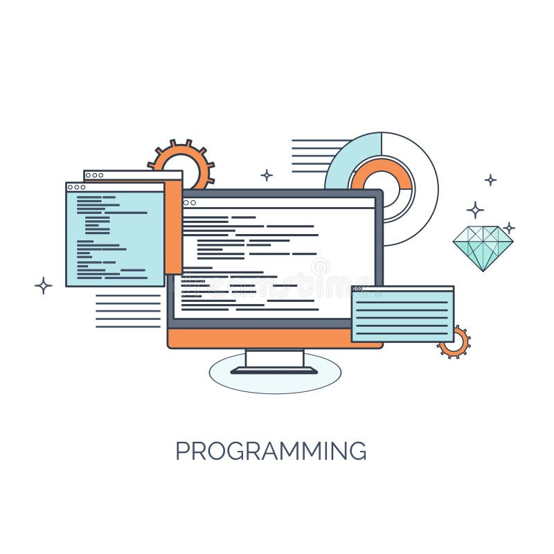 Vector Illustration. Flat Computing Background. Programming,coding. Web ...